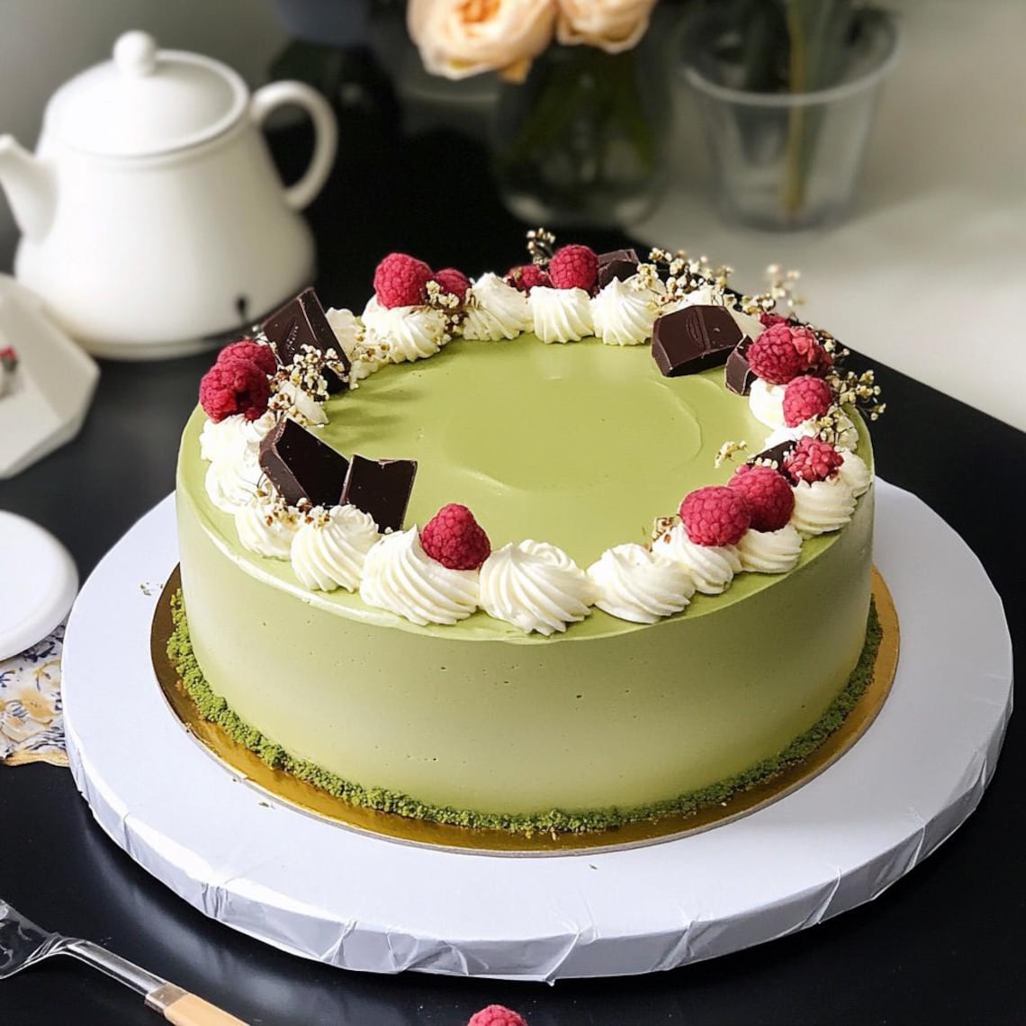 Green Tea & White Chocolate Mousse Cake - Etsy