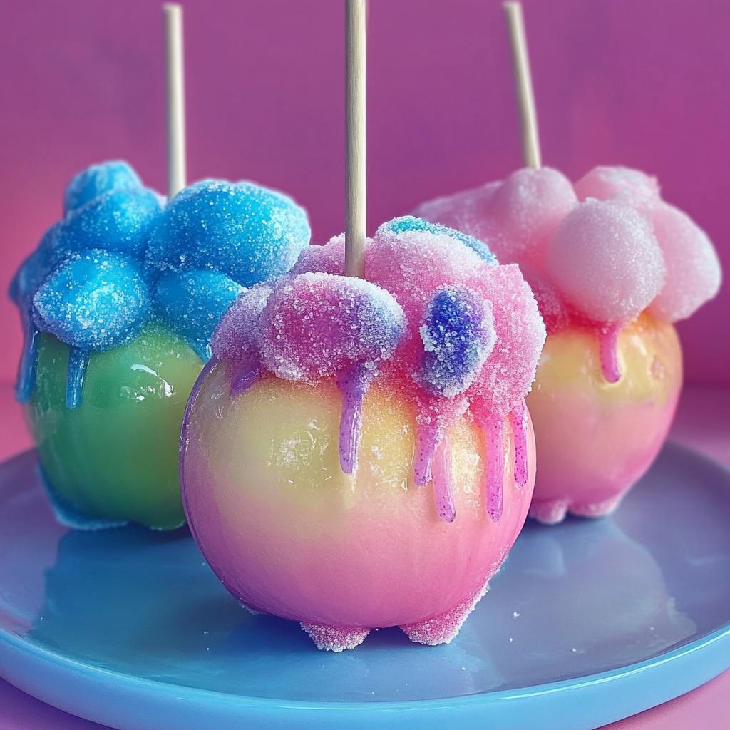 Colorful Candy Apples With Cotton Candy - Etsy