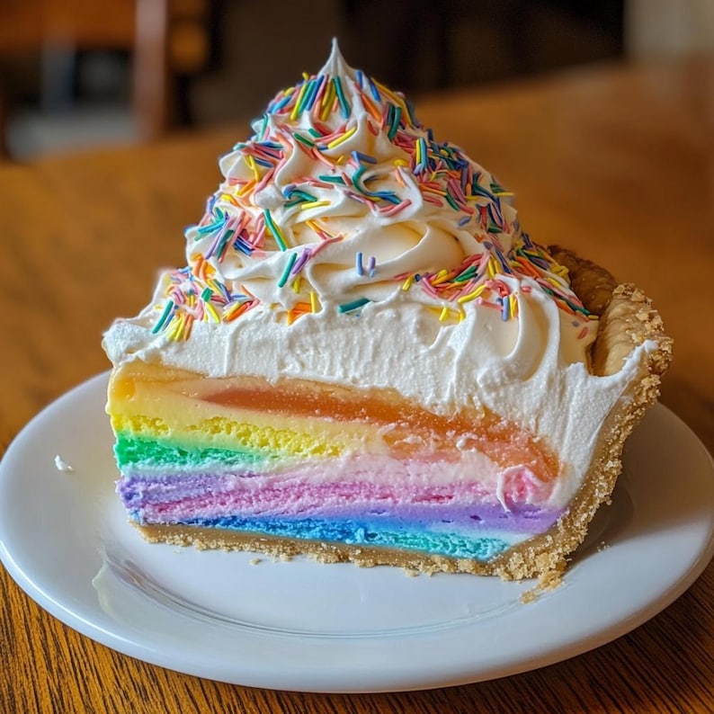 Rainbow Pie With Whipped Cream Recipe, Colorful Layered Dessert, Easter ...