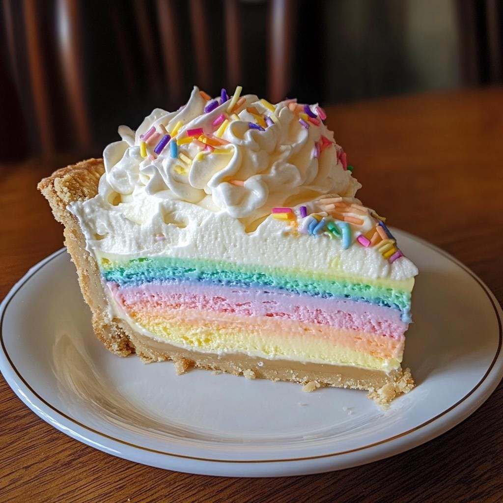 Rainbow Pie With Whipped Cream Recipe, Colorful Layered Dessert, Easter ...