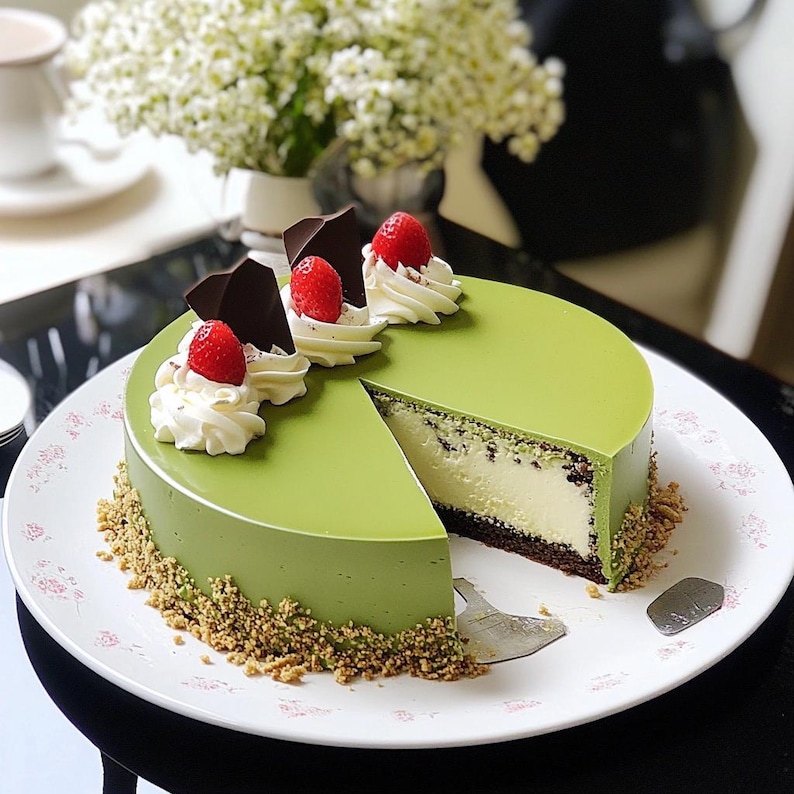 Green Tea & White Chocolate Mousse Cake - Etsy