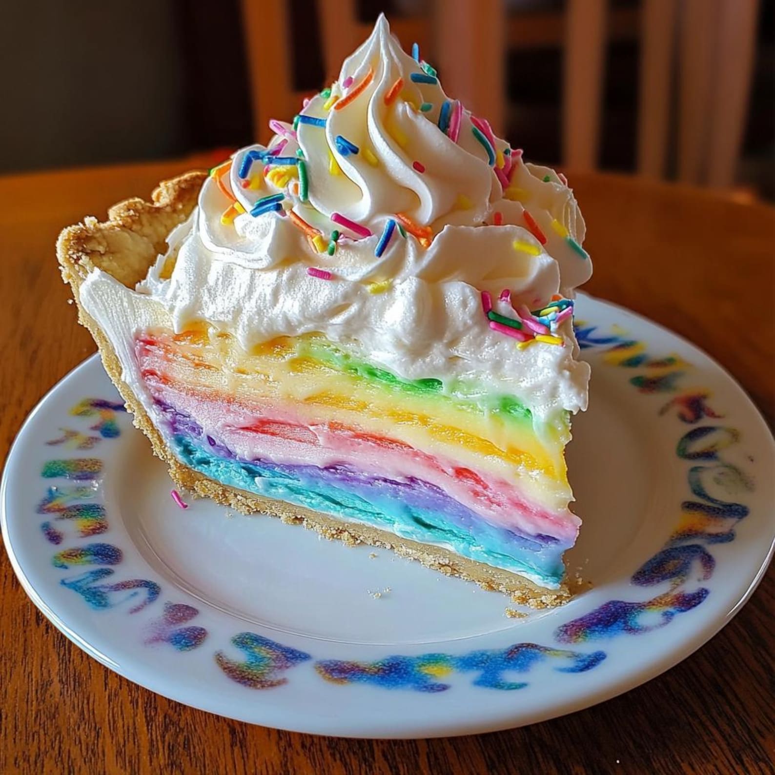 Rainbow Pie With Whipped Cream Recipe, Colorful Layered Dessert, Easter ...