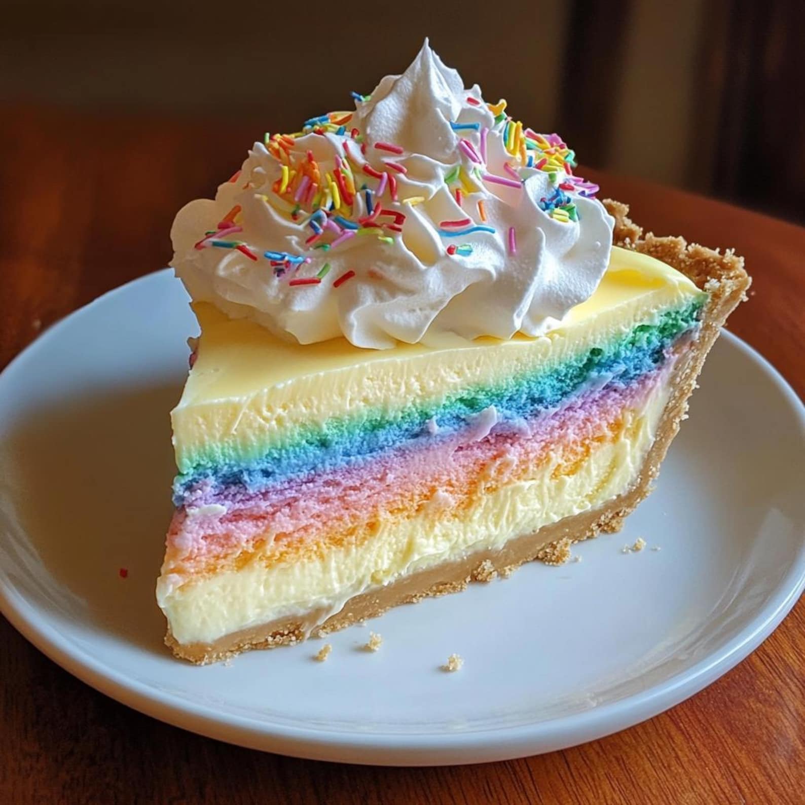 Rainbow Pie With Whipped Cream Recipe, Colorful Layered Dessert, Easter ...