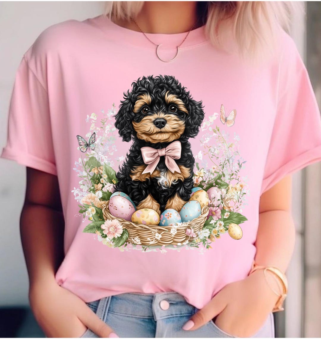 Easter Black Tan Toy Poodle PNG, Spring Toy Poodle PNG, Pastel Toy ...