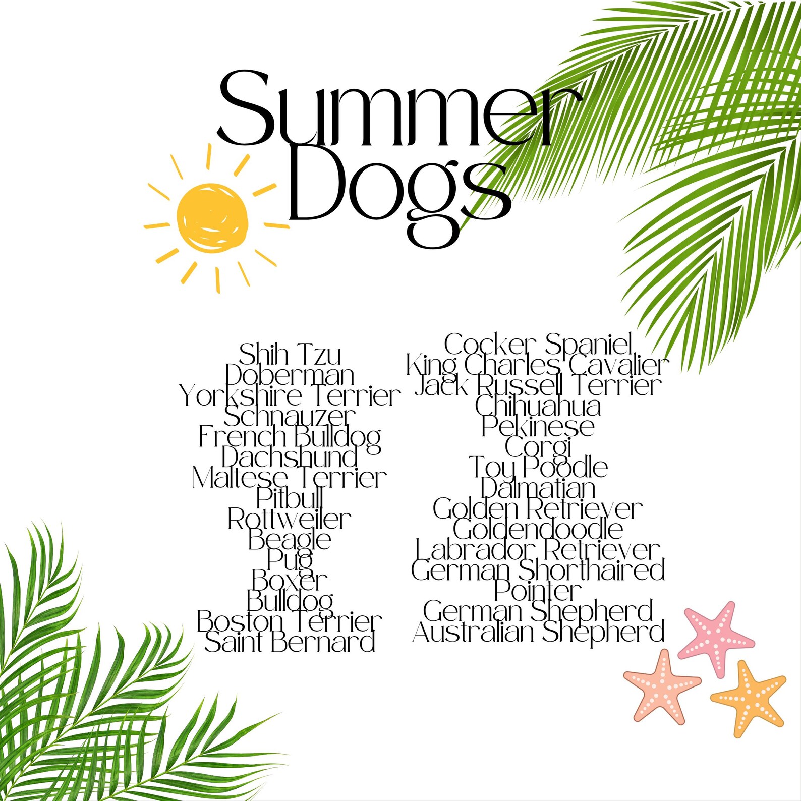 Tropical Dog Clipart Bundle, Summer Breeds PNG (digital Download) - Etsy