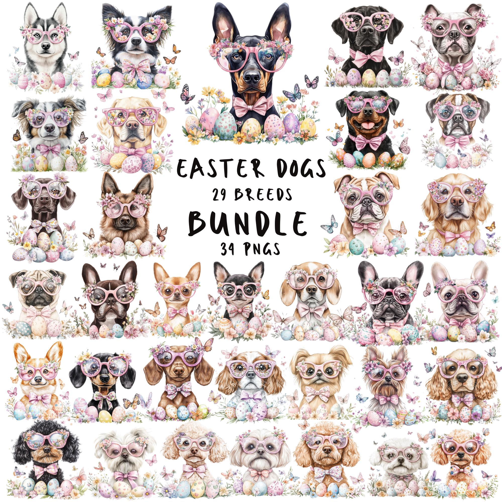 Easter Dog Coquette PNG, Watercolor Easter Dog Bunny Ears, Dog Mom ...