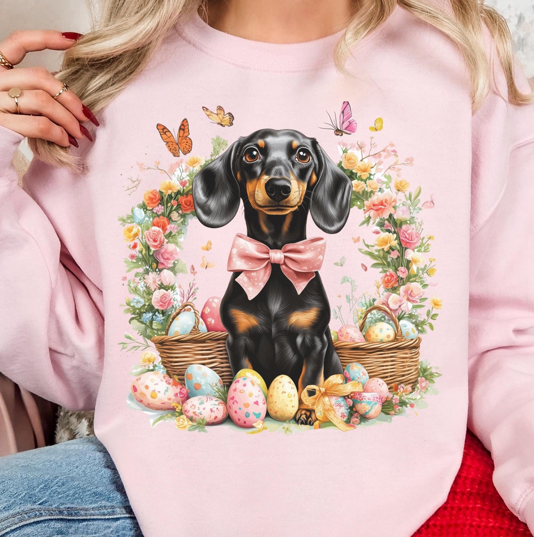 Easter Dachshund PNG, Spring Wiener Dog Png, Pastel Sausage Dog ...