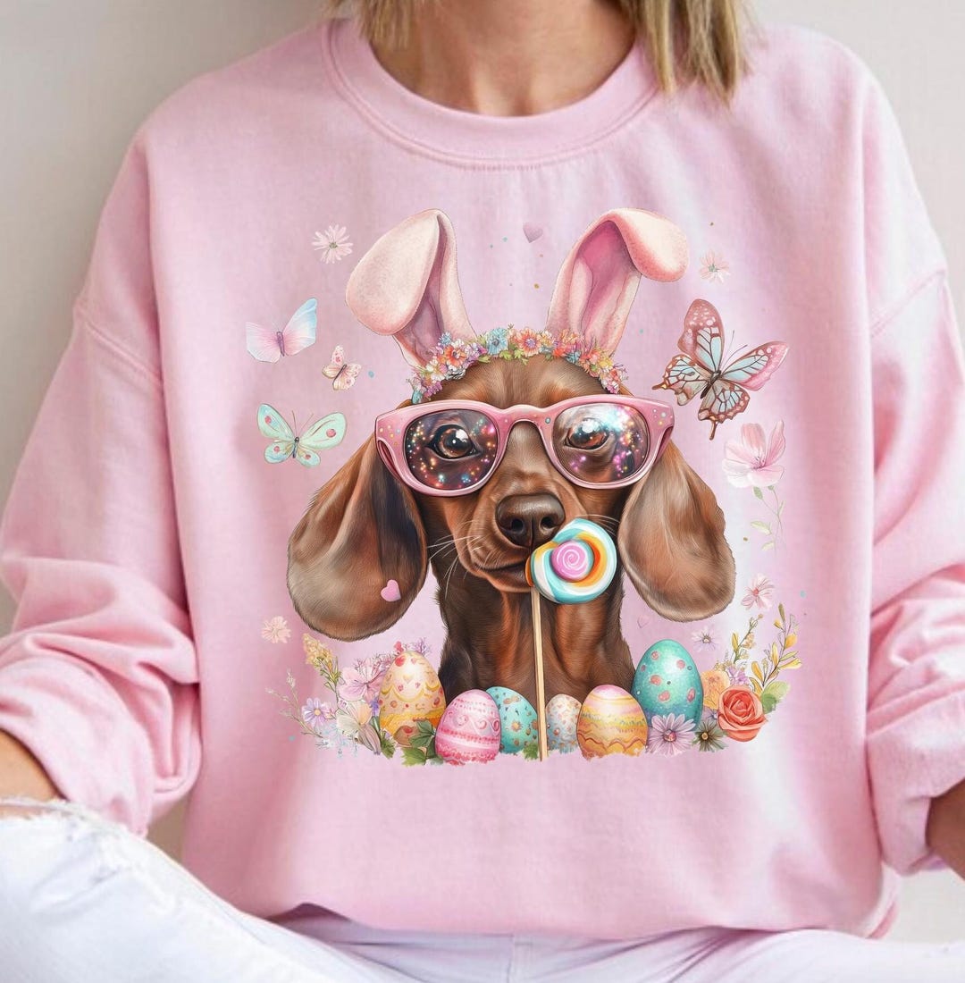 Easter Dachshund PNG, Spring Wiener Dog Png, Sausage Dog Sublimation ...