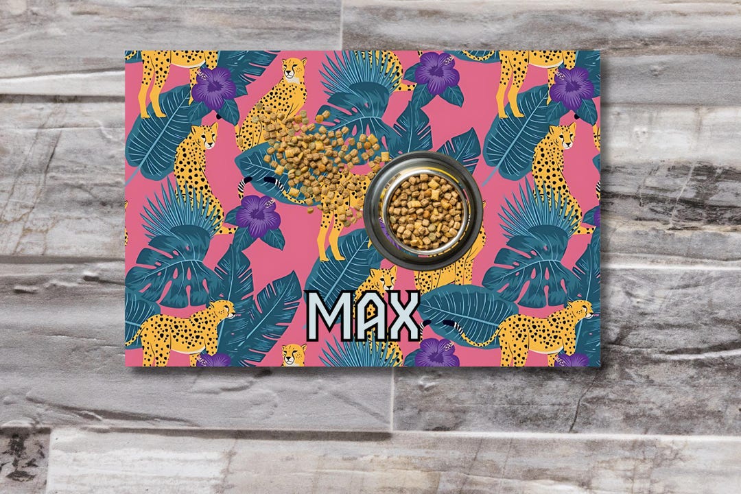 Custom Leopard Dog Feeding Mat - Personalized Pet Placemat for Dogs and ...