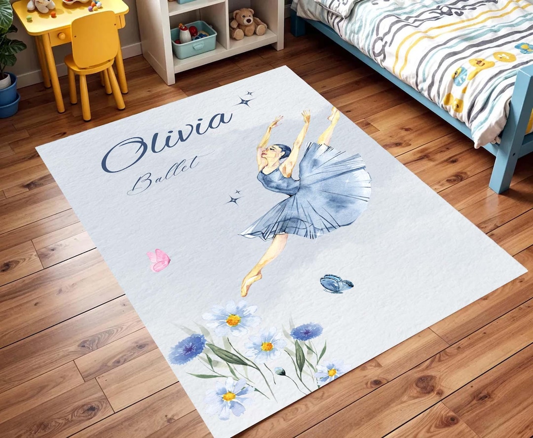 Personalized Ballerina Rug for Girls, Custom Name Ballet Dance Carpet ...