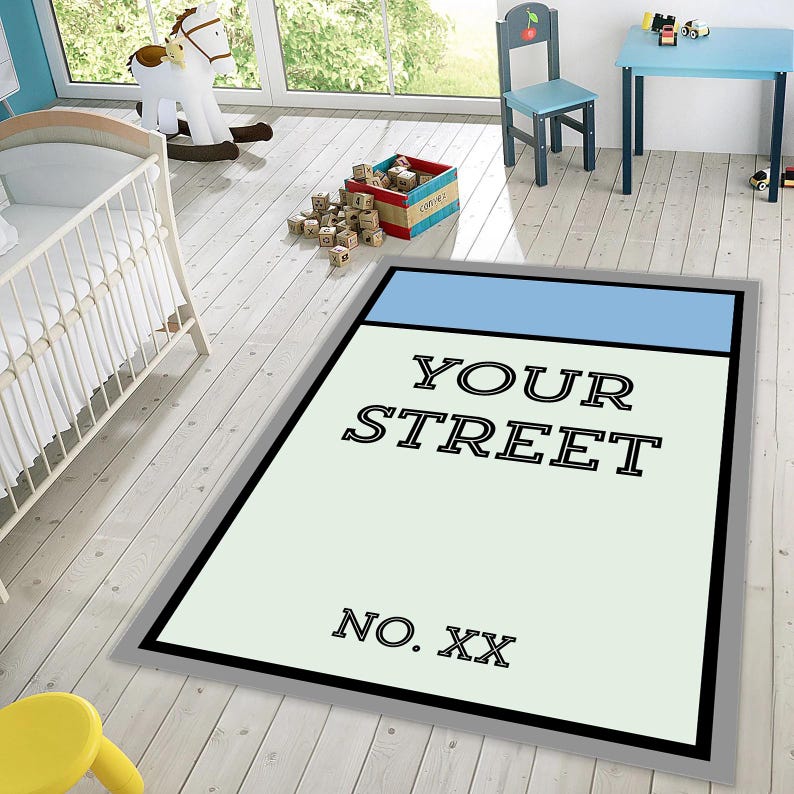 Personalized Monopoly Street Name Rug, Custom Board Game Carpet, Game ...