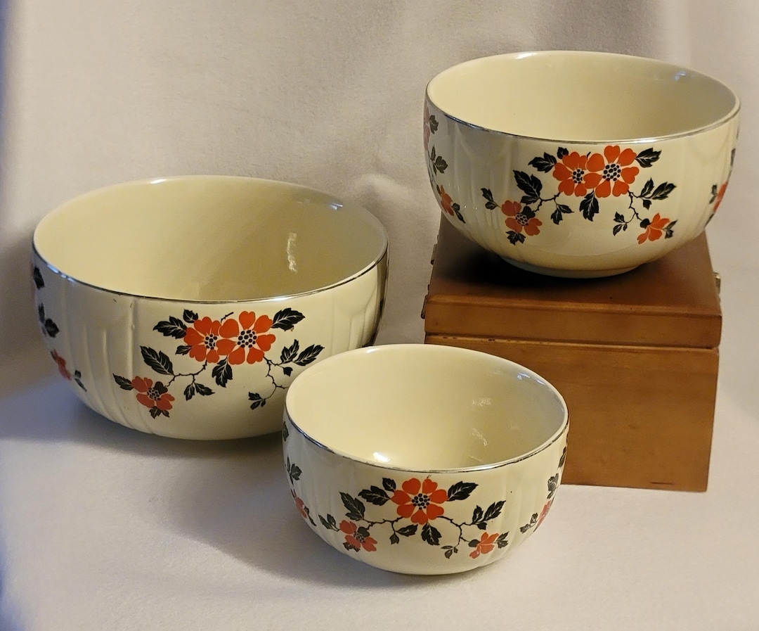 Vintage Hall Red Poppy Bowl Set - Etsy