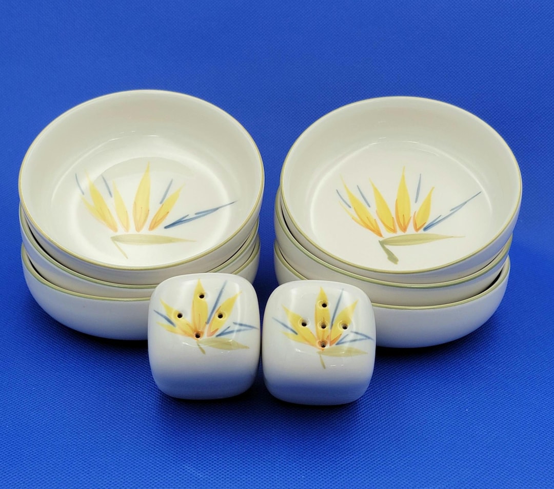 Winfield China - Bird of Paradise 6 Bowls & Salt Pepper Shakers - Etsy