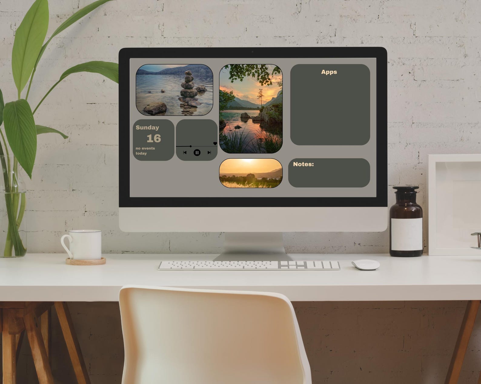 Editable Desktop Wallpaper Orgainiser With Productive Checklists and ...