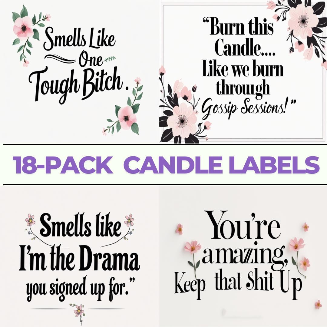 18 Funny Friend Candle Label Bundle, Sarcastic Friendship Candle Labels ...