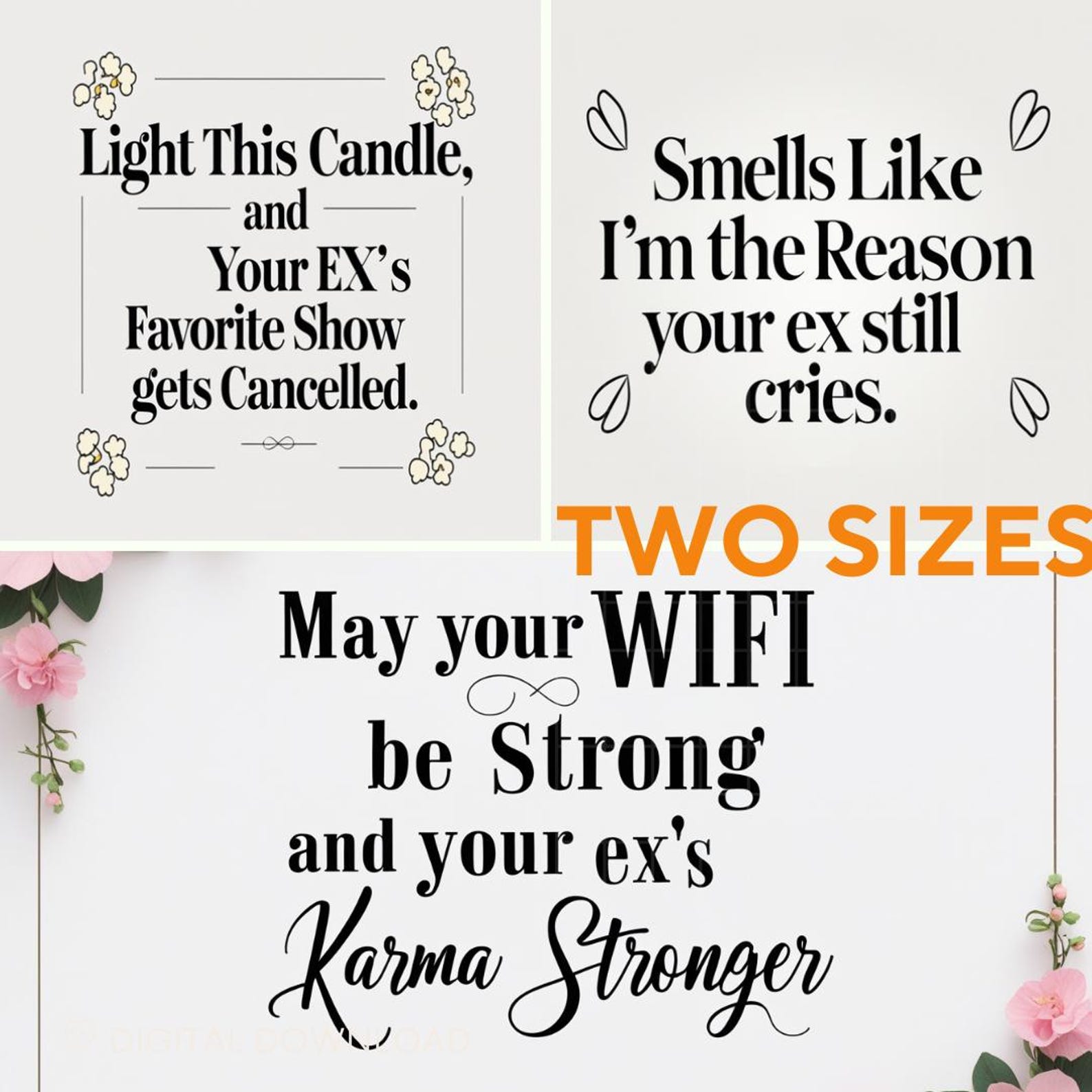 14 Sarcastic Ex Candle Label PNG Bundle, Funny Breakup Labels, Snarky ...