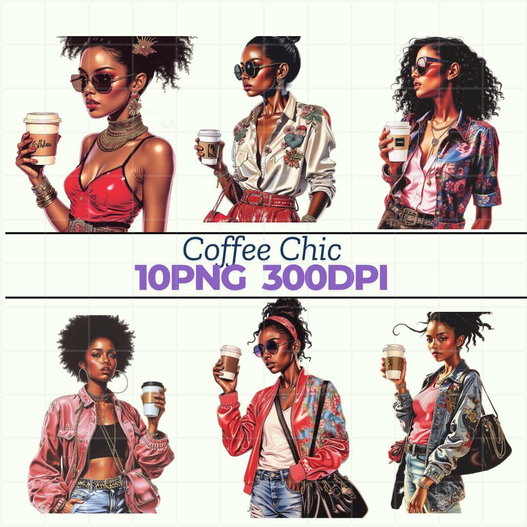 10 Fashionable Coffee Lovers Clipart PNG, Stylish Coffee Aesthetic ...