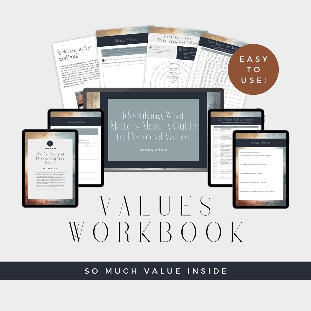 Core Values Workbook | Self-help, Reflection Prompts (PDF) - Etsy