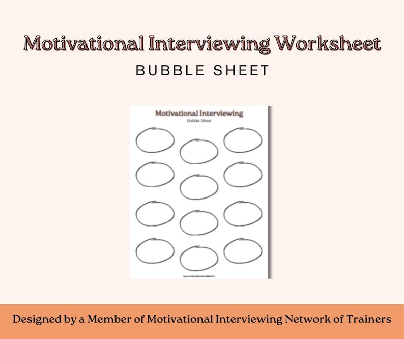 Motivational Interviewing Bubble Sheet: MI Worksheet (PDF Download) - Etsy