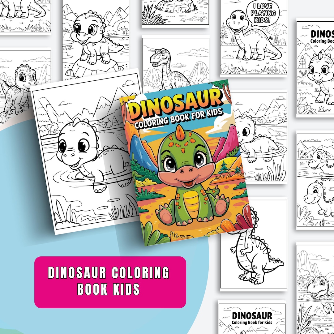 Dinosaur Coloring Page for Kids, Printable Fun, Cute Dinosaurs to Color ...