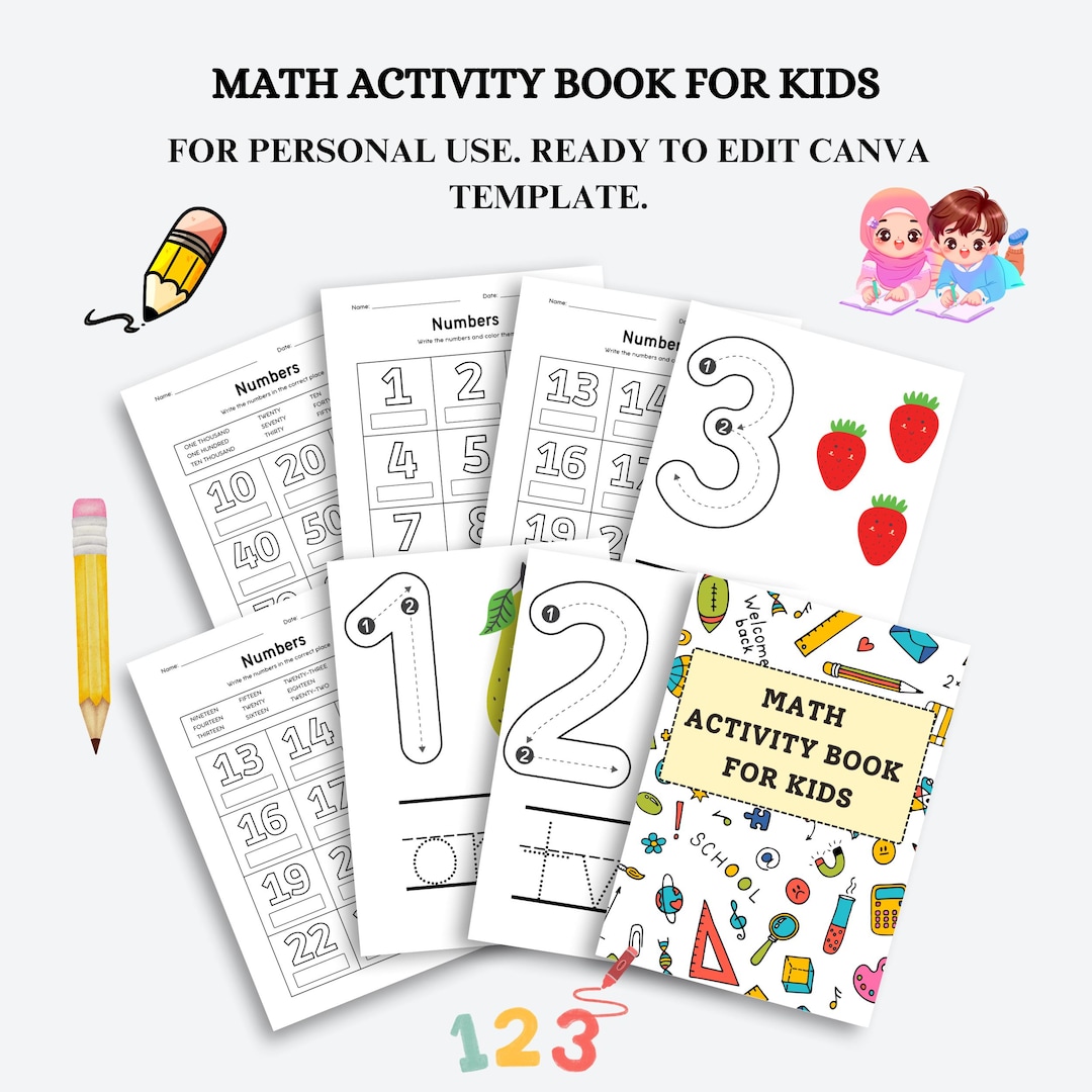 Maths Activity Book for Kids - Printable Math Fun for Children - Count ...