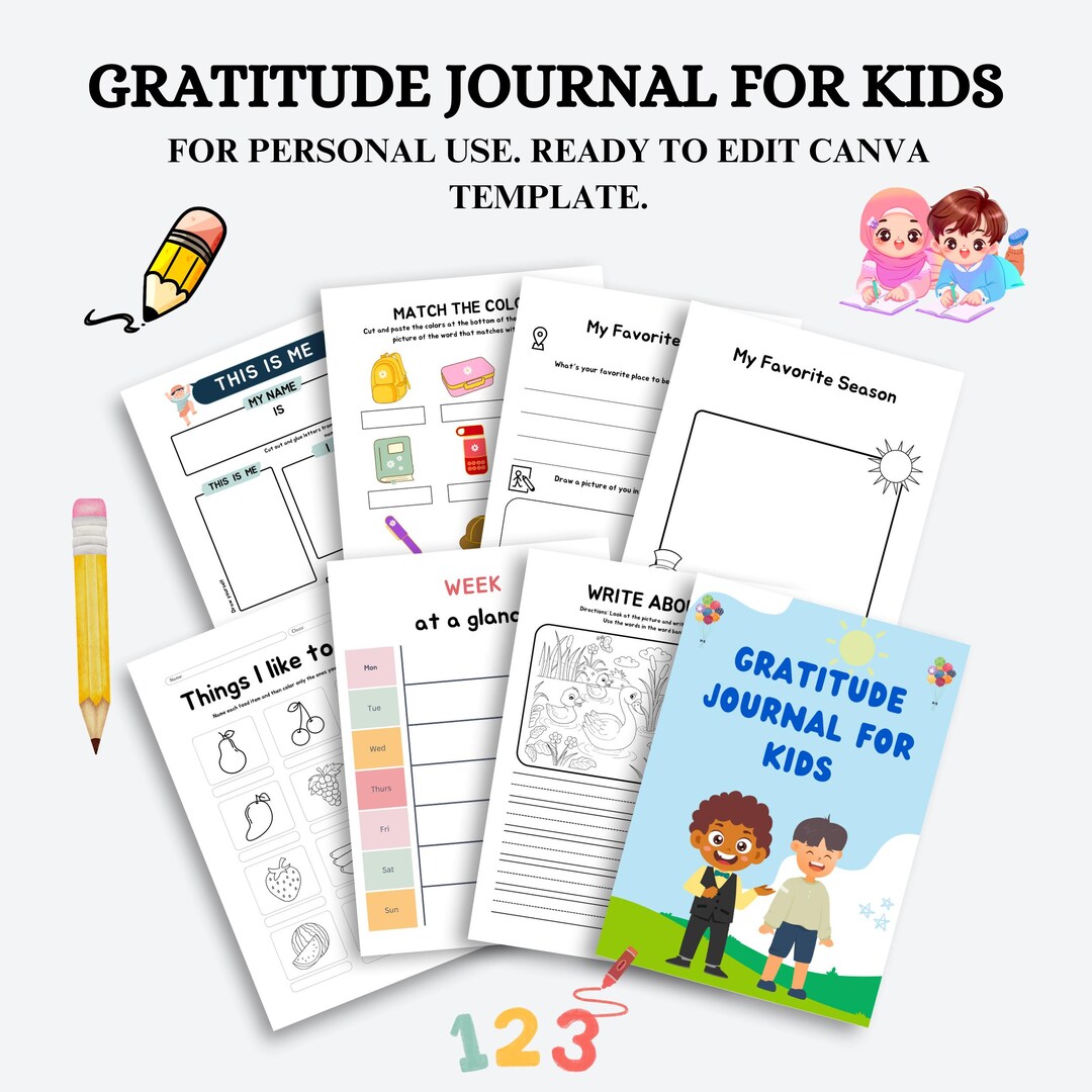 Gratitude Journal for Kids, Positive Thinking, Daily Gratitude Prompts ...