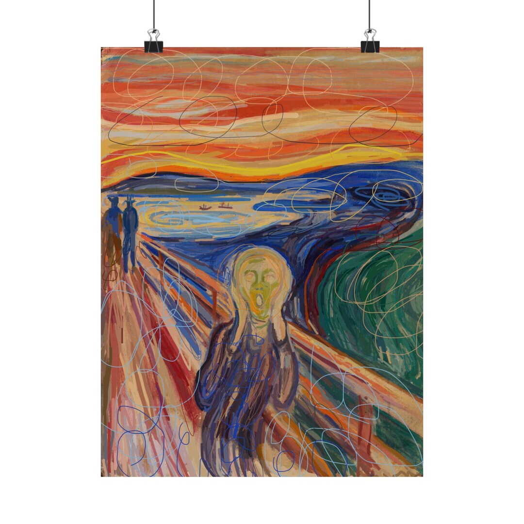 The Scream Scribbled Reproduction, Edvard Munch Art Print, Wall Decor ...