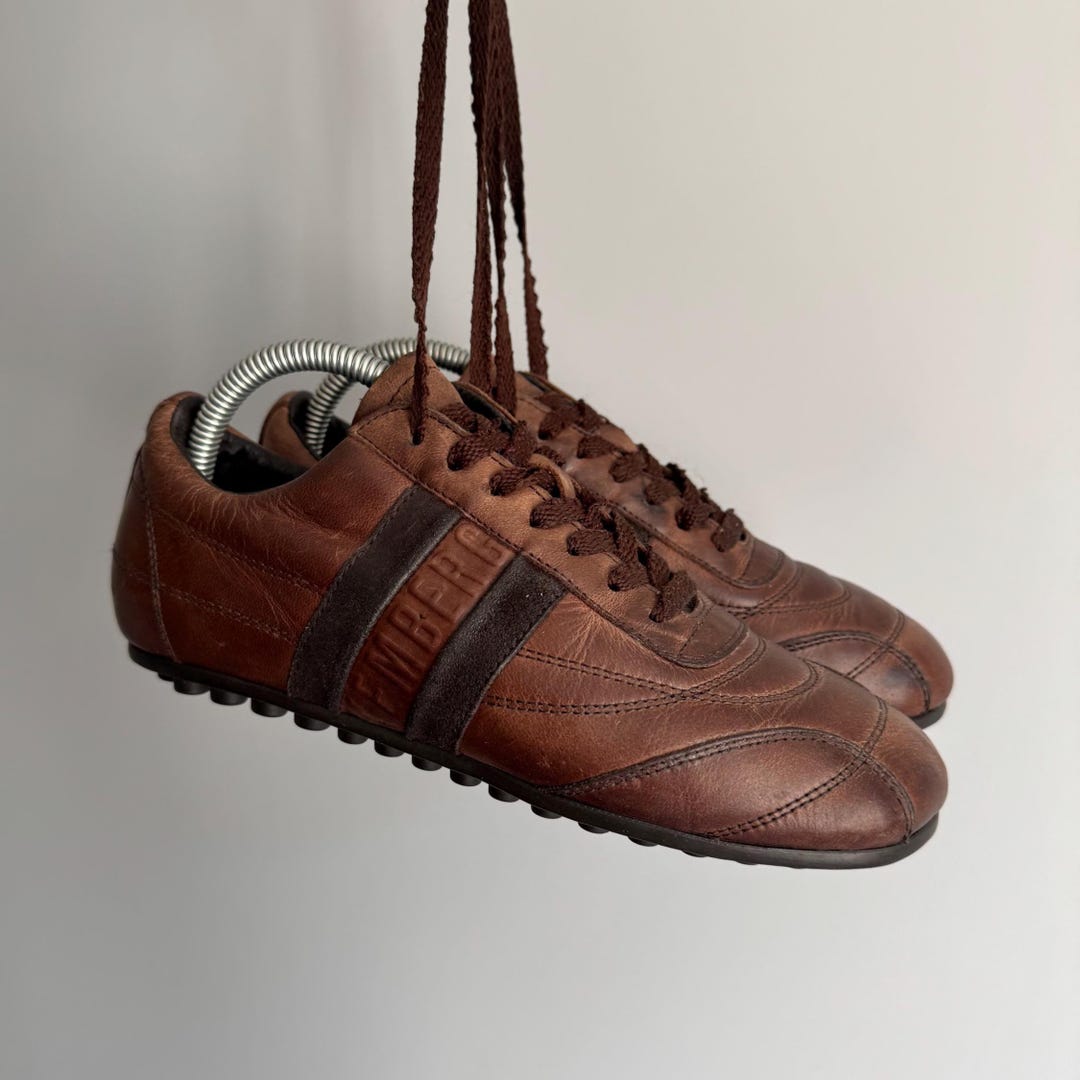 Vintage Dirk Bikkembergs Iconic Brown Leather Sneakers Woman Size 6 - Etsy