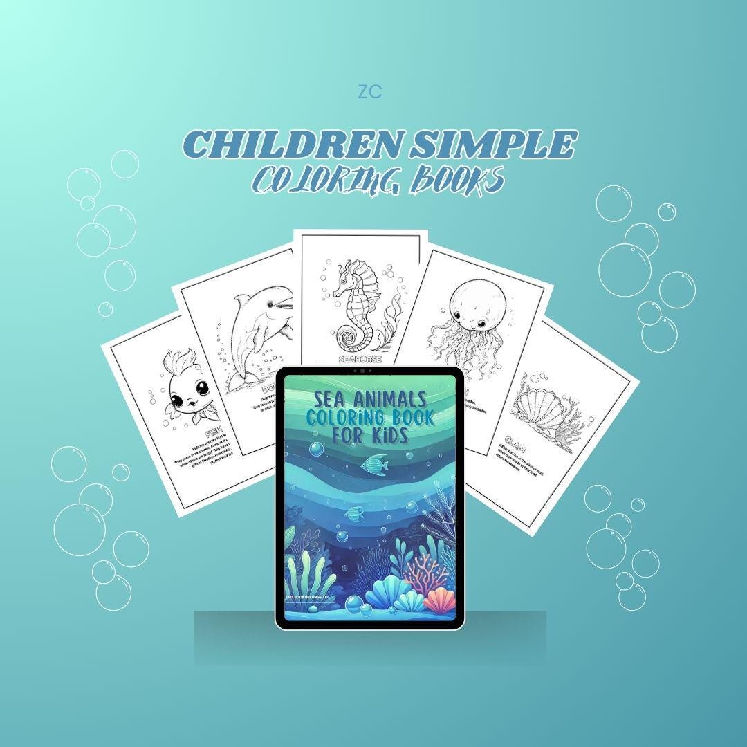 Children Simple Sea Animals Coloring Books - Etsy