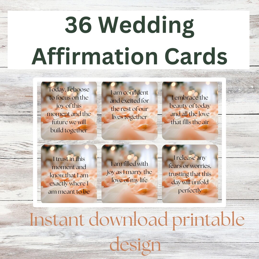 36 Wedding Affirmation Cards Engagement Gift Wedding Present or Wedding ...