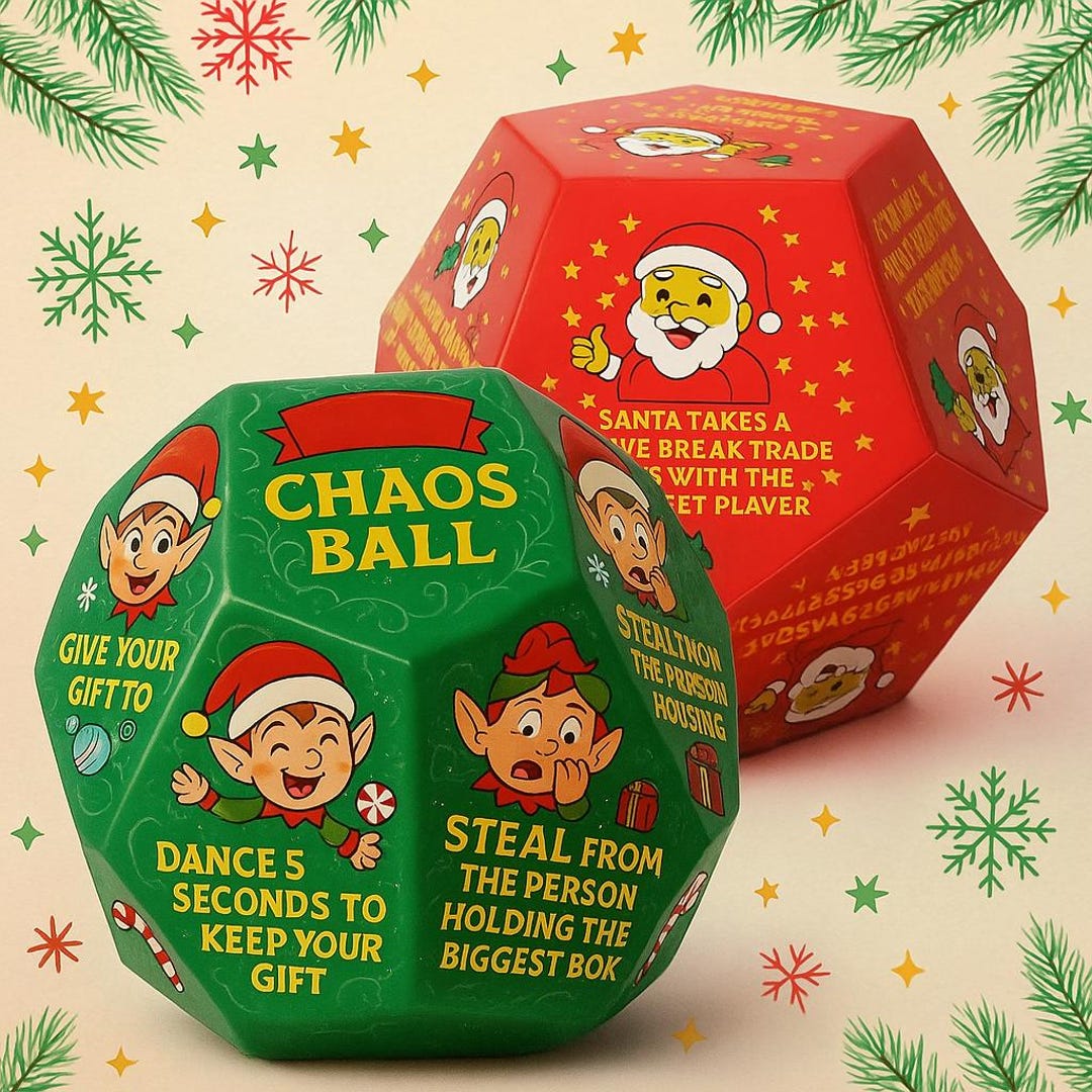 2PC Chaos Ball 2025 Christmas Gift Exchange Dice, 12 Different Sides ...