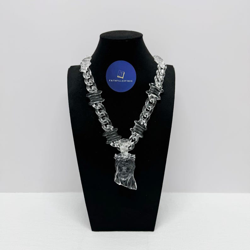 Jesus Pendant: Clear Barbed Wire Chain Necklace, Streetwear Choker - Etsy