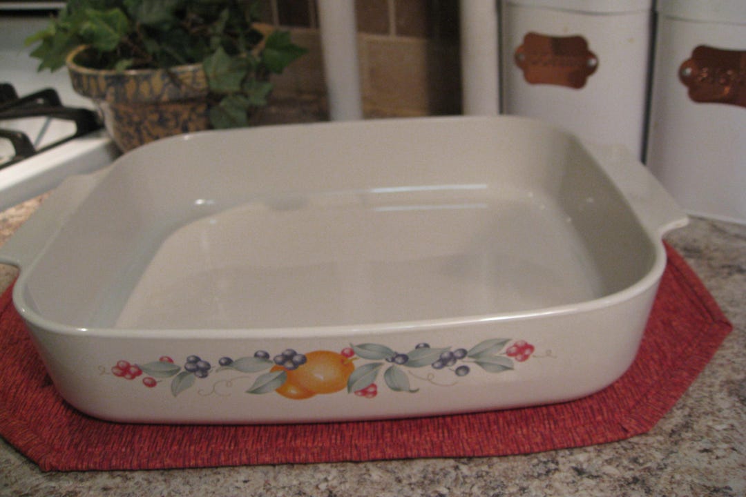 Corning Ware Open Roaster Abundance, Lasagna Casserole Dish, A 21-B-N, Rectangular, Fruit ...