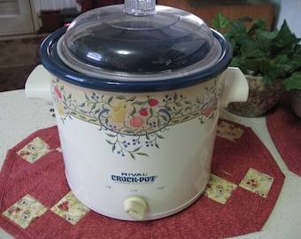 Rival Crock Pot Slow Cooker Server 4 Qt. Floral Removable Stoneware Lid ...