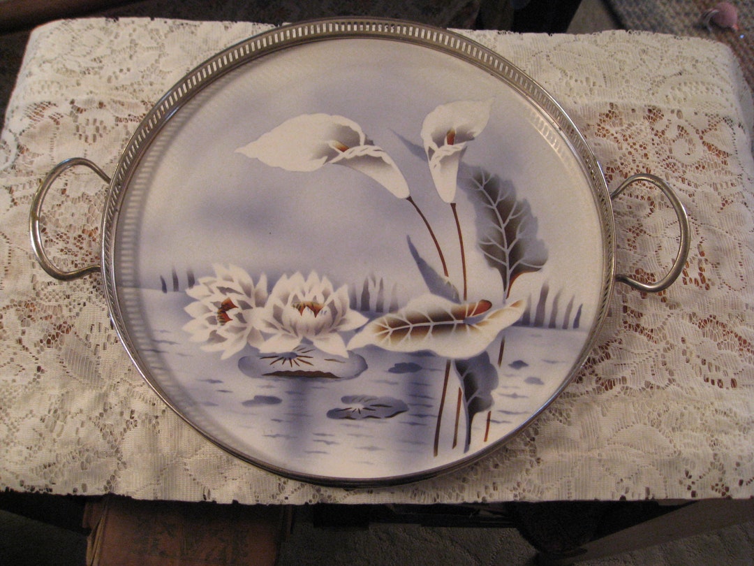 Antique Theodor Paetsch Porcelain Serving Tray, Spritzdekorin Air Brush ...