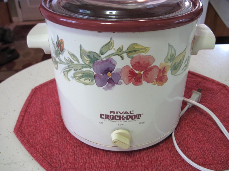 Vintage Rival Slow Cooker, Pansies, Unique, 80's, 3 1/2 Qt Crock Pot ...