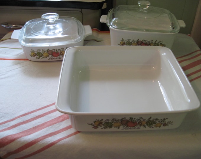 Choice of 3 Pcs, Spice of Life, Corning Ware Casseroles, 1 1/2 Qt Loaf ...