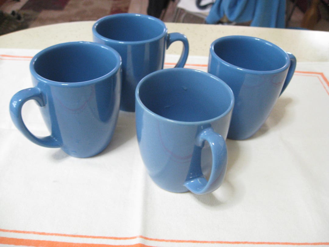 4 Royal Blue Corelle Stoneware Coffee Mugs, Corning Ware Coordinates - Etsy