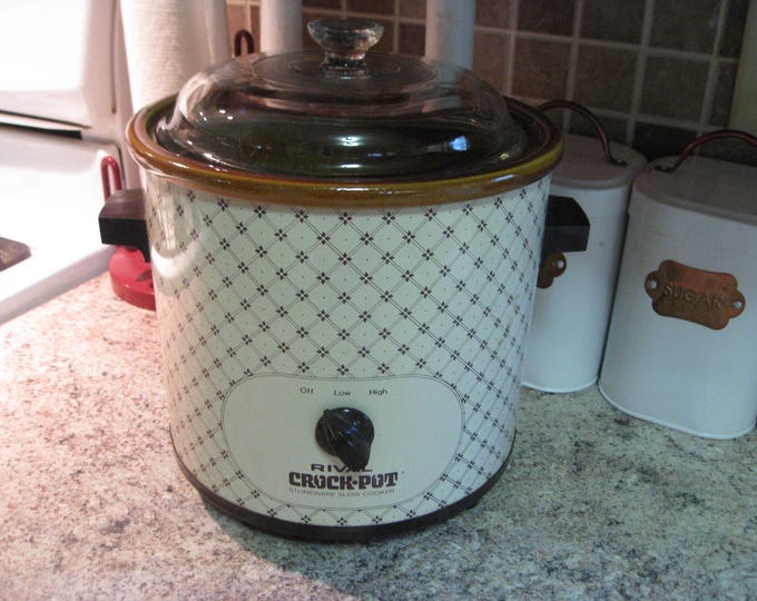Brown & Beige Rival 1980's, Slow Cooker, Latice, Diamond Pattern Crock ...