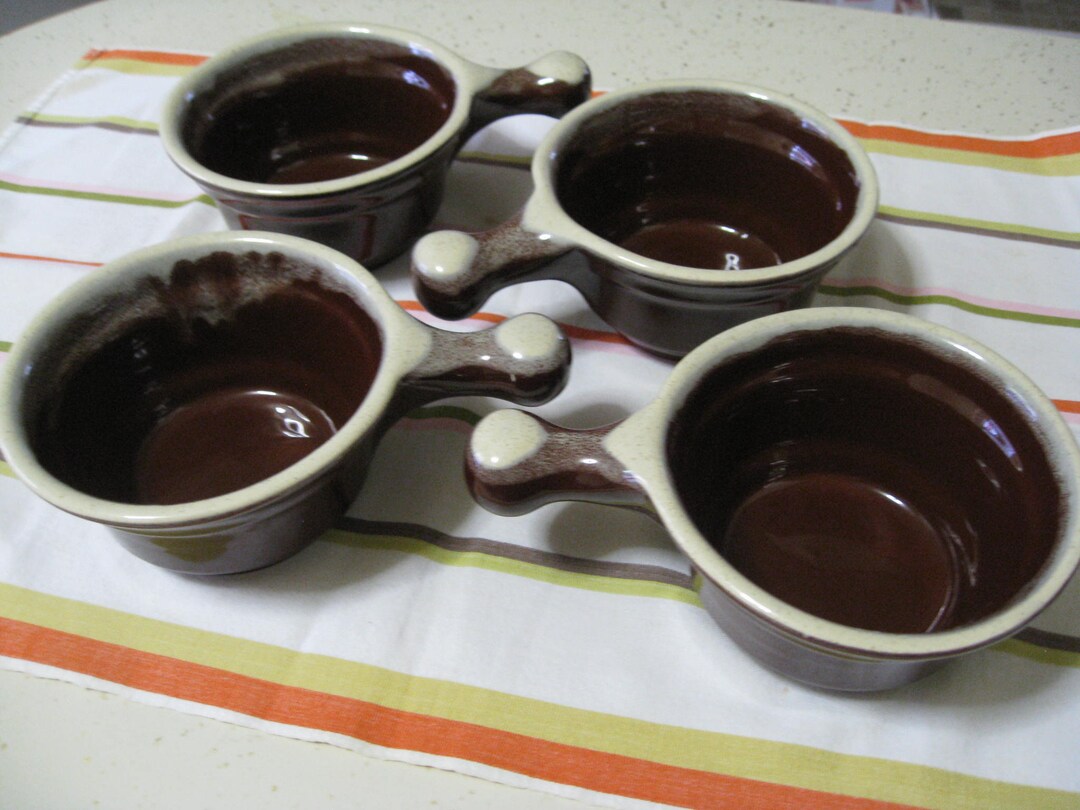 Brown Drip Soup Chili Bowls (4), Brown & Ivory, Phaltzgraff, Stoneware ...