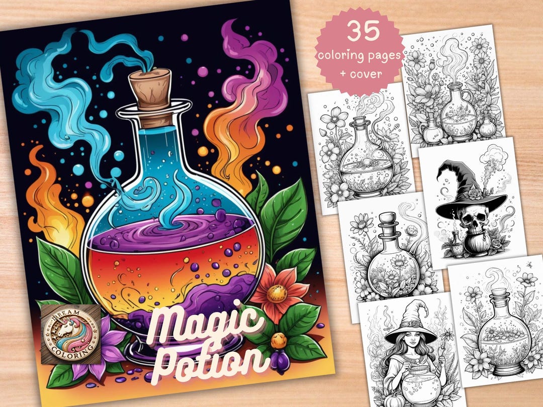 35 Potions Coloring Pages, Potion Coloring Book, Magic Potions ...