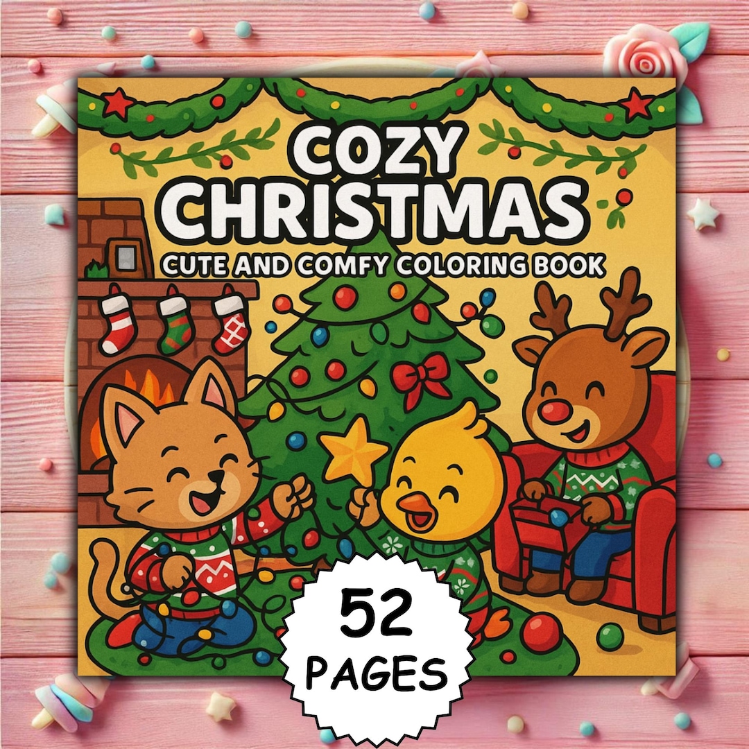 Cozy Christmas Bold and Easy Coloring Book for Adults - Cute Holiday ...