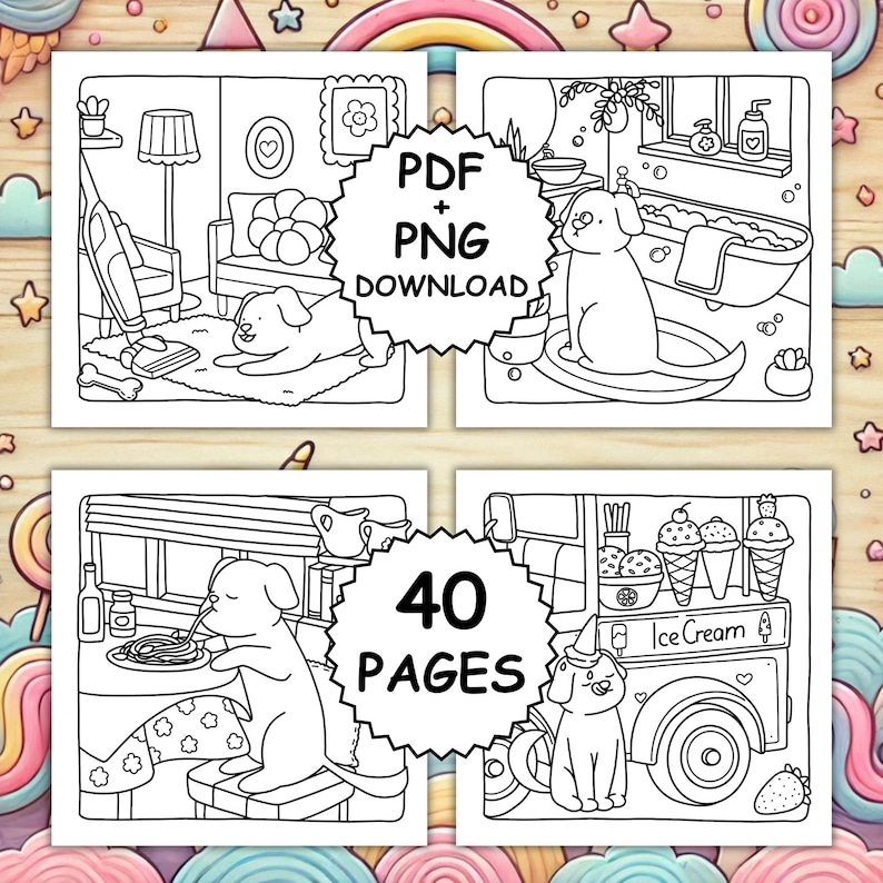 Libro para colorear de cachorros adorables / 40 páginas con temática de ...