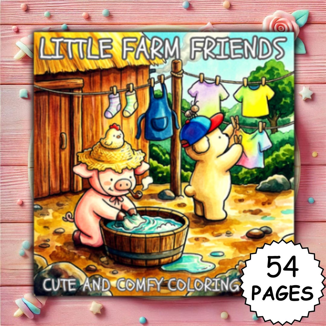 Little Farm Friends Coloring Book | Bold Easy Farm Animals, Cozy Scenes ...