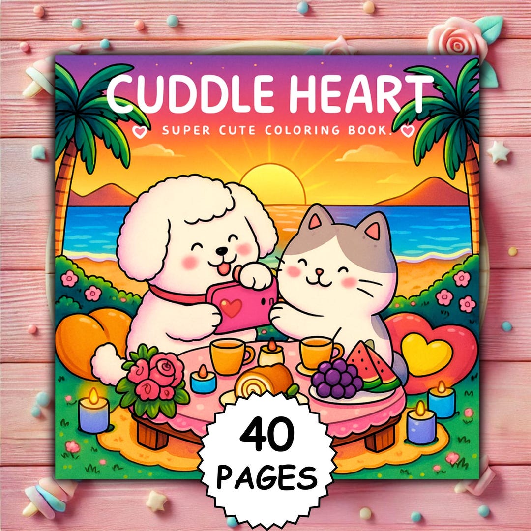 Cuddle Heart Coloring Book PDF PNG | 40 Pages Bold & Easy for Adults ...