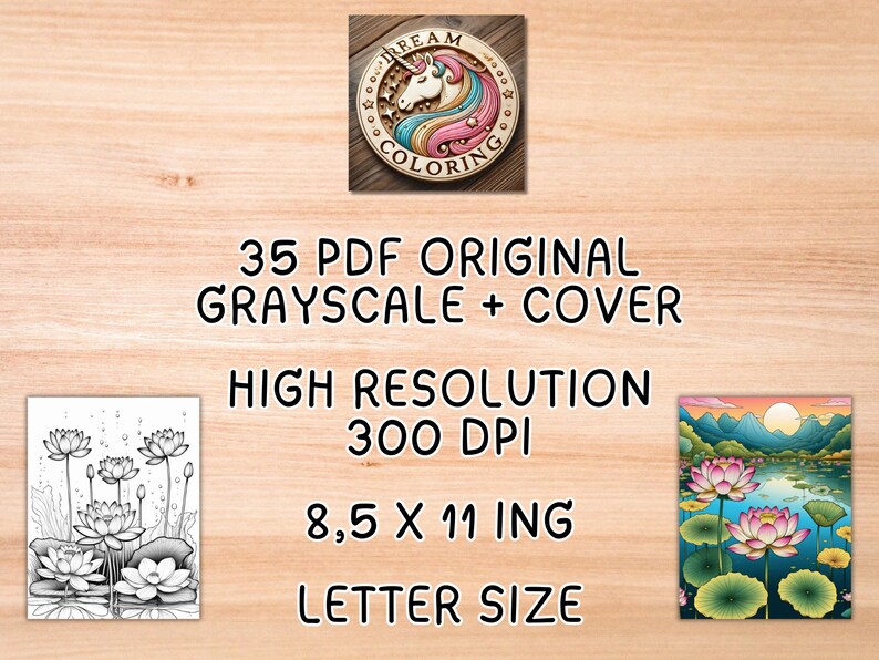 35 Lotus Flower Coloring Pages: Grayscale Botanical Art (printable PDF ...