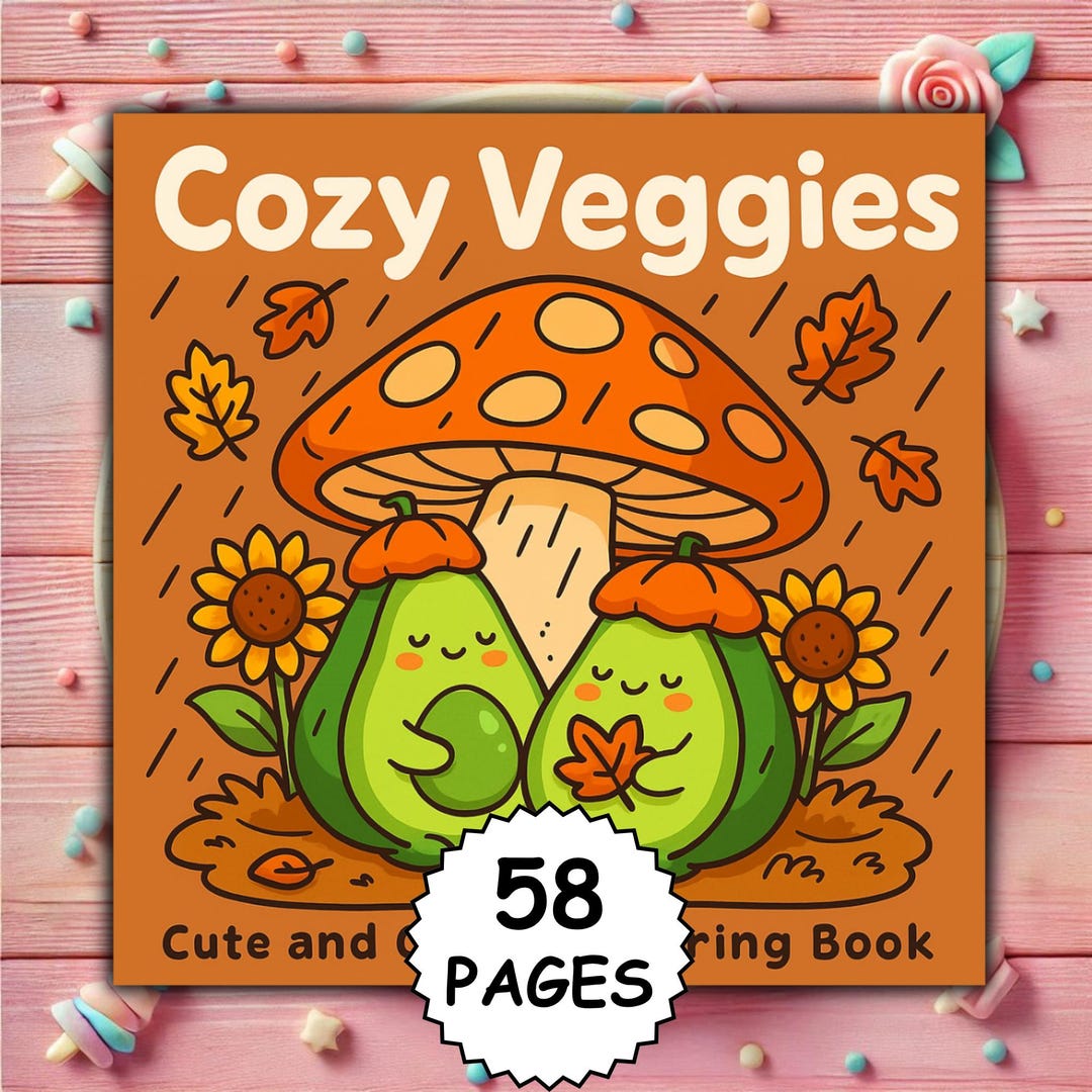 Cozy Veggies Coloring Book – Adult Art, 58 Pages (PDF Printable) - Etsy