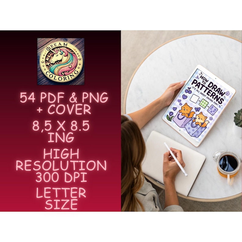 How to Draw Patterns: Easy Coloring Book (54 Pages, PDF & PNG) - Etsy ...