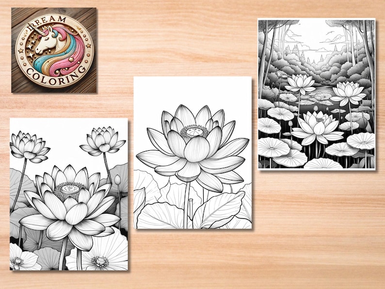 35 Lotus Flower Coloring Pages: Grayscale Botanical Art (printable PDF ...