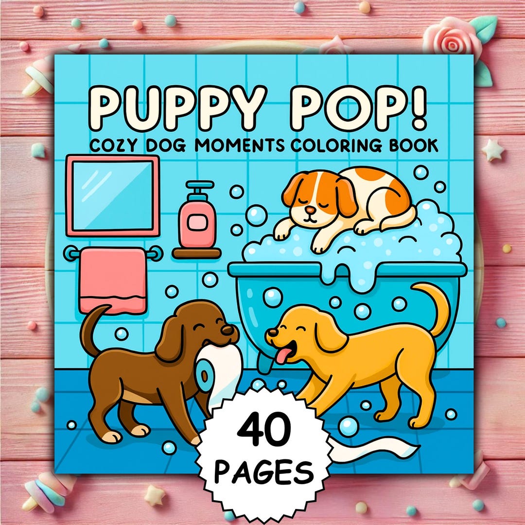 Cute Puppy Coloring Book | 40 Dog-themed Pages (PDF & PNG) - Etsy